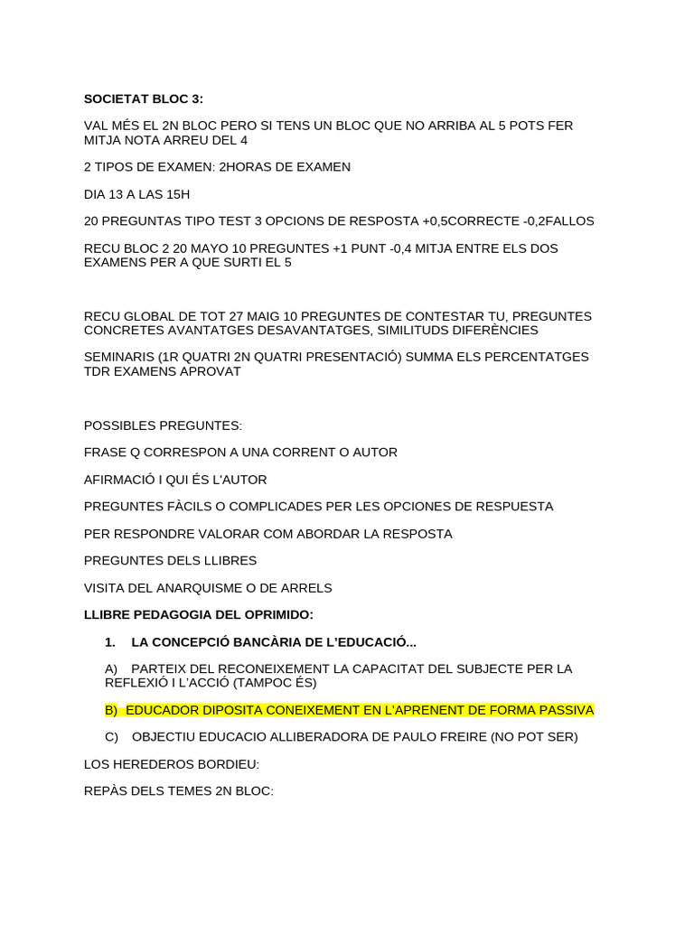 Societat Examen Bloc 3 | PDF