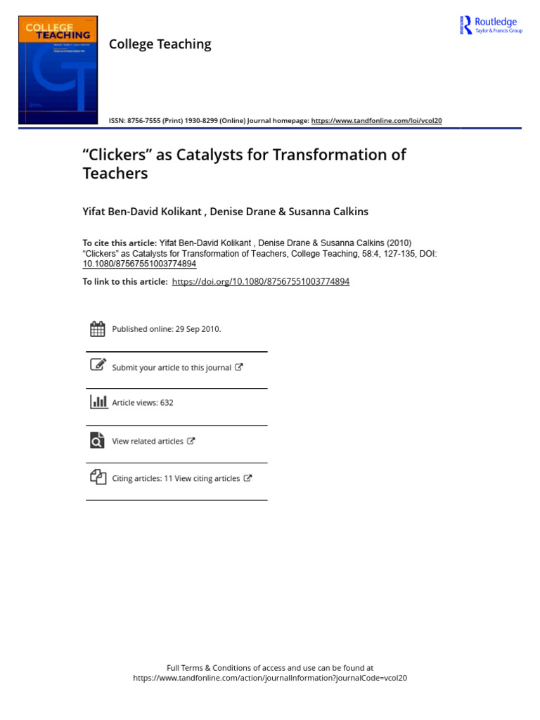 Clickers As Catalysts For Transformation of Teachers | PDF | Learning ...