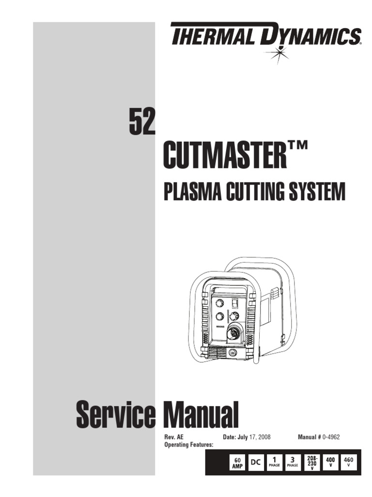 0-4962 SM Cutmaster 52 | PDF | Electric Arc | Welding