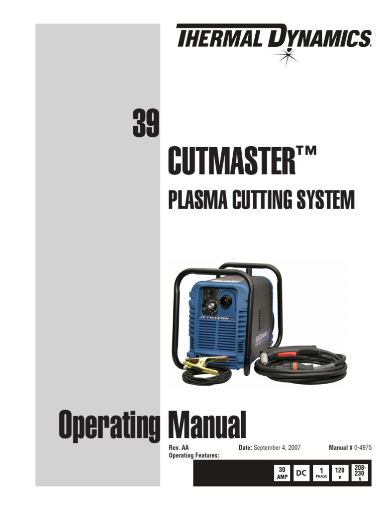 0-4975 OM Cutmaster 39 | PDF | Legal Liability | Electric Arc