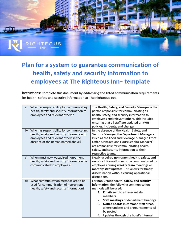 The Righteous Inn - Plan For A System To Guarantee Communication of ...