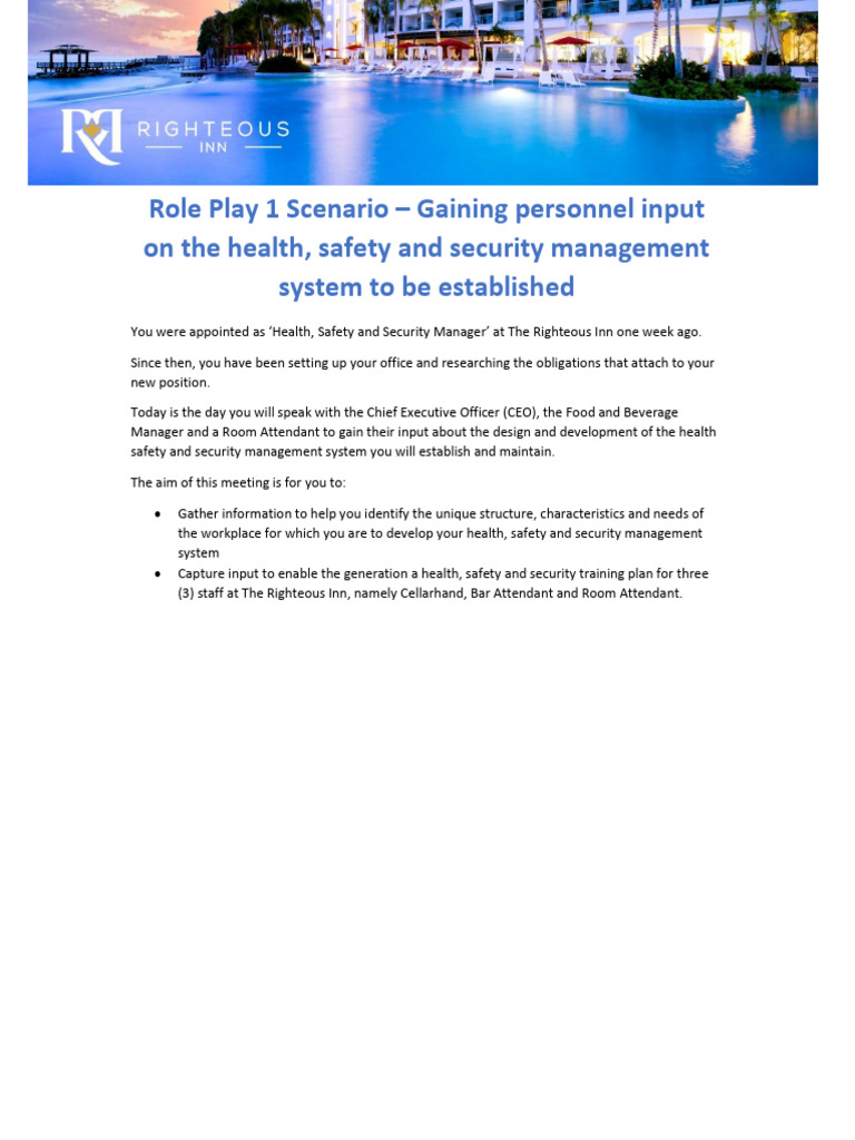 Role Play: Health Safety Input Meeting | PDF