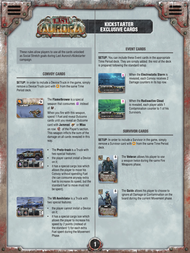 Last Aurora Kickstarter Card Rules | PDF