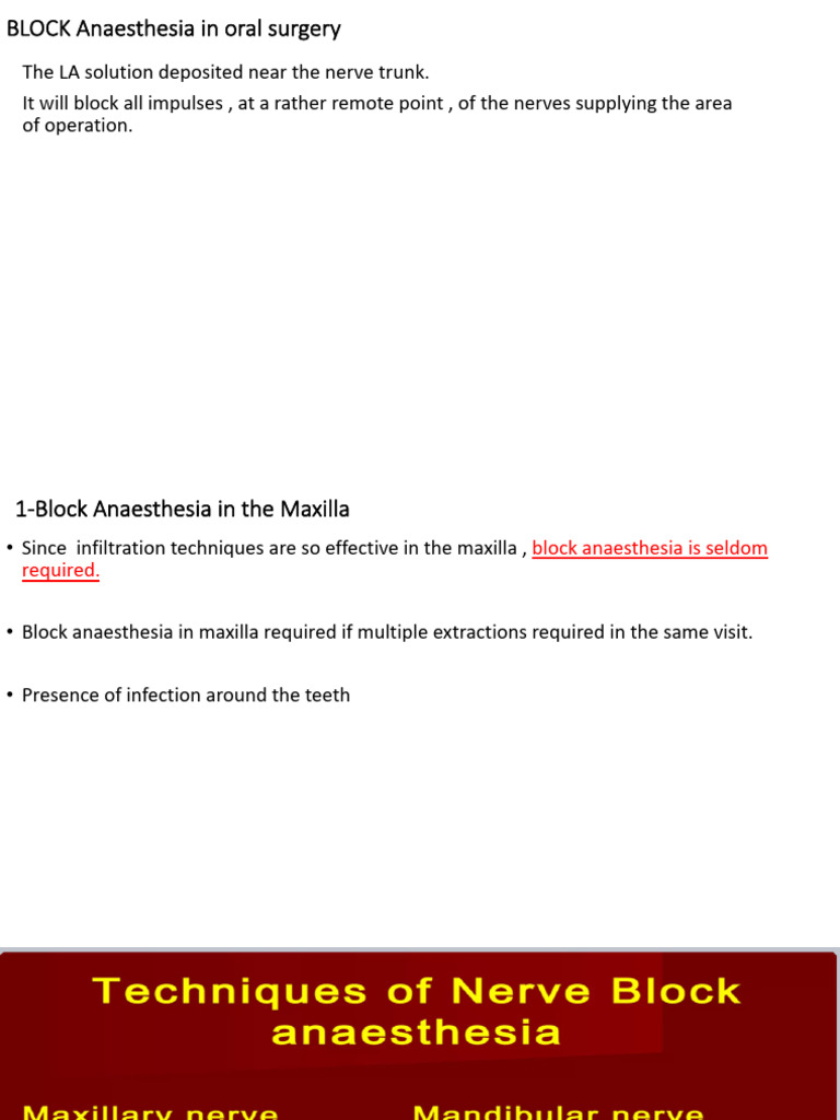 Block Dental Anaesthesia in Oral Surgery | PDF | Mouth | Human Anatomy