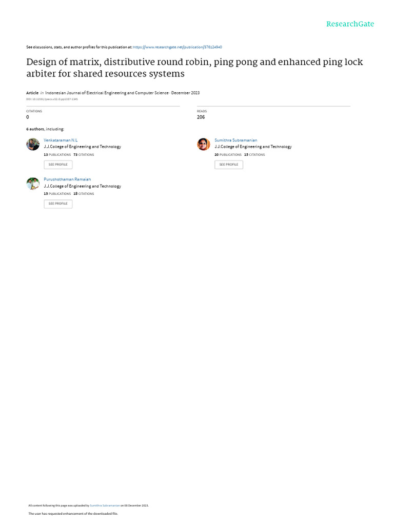 Design of Matrix, Distributive Round Robin, Ping Pong and Enhanced Ping ...