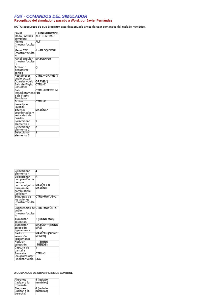 Comandos Teclado FSX | PDF | Helicóptero | Aviación