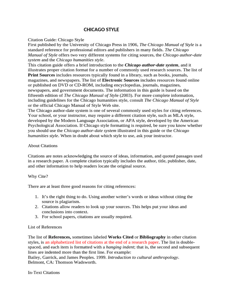 CHICAGO STYLE | PDF | Citation | Encyclopedias