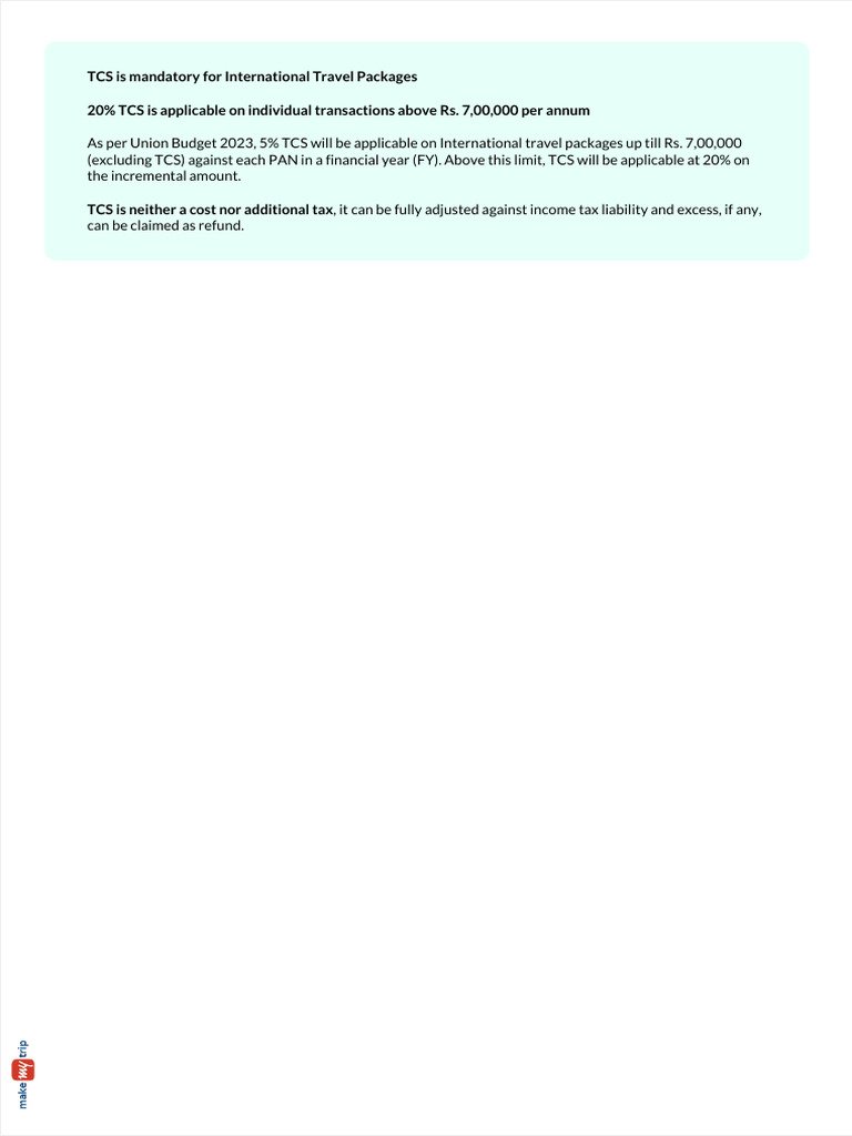 TCS Rules for International Travel Packages | PDF | Bali