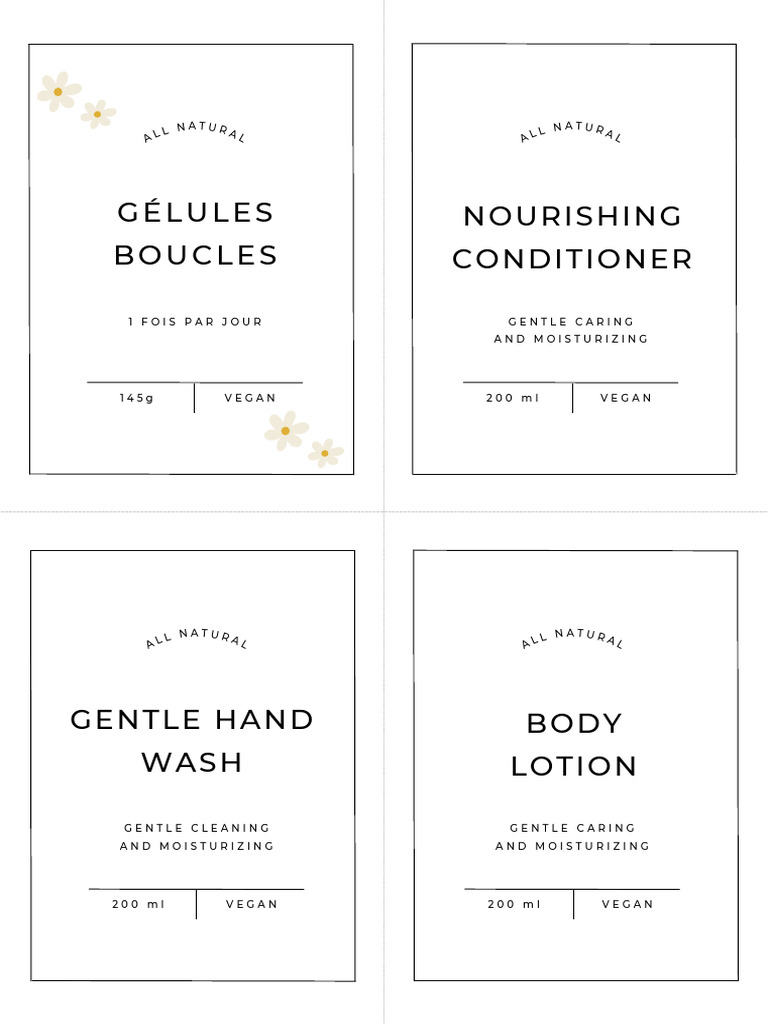Black and White Minimalist Skincare Product Label Document | PDF