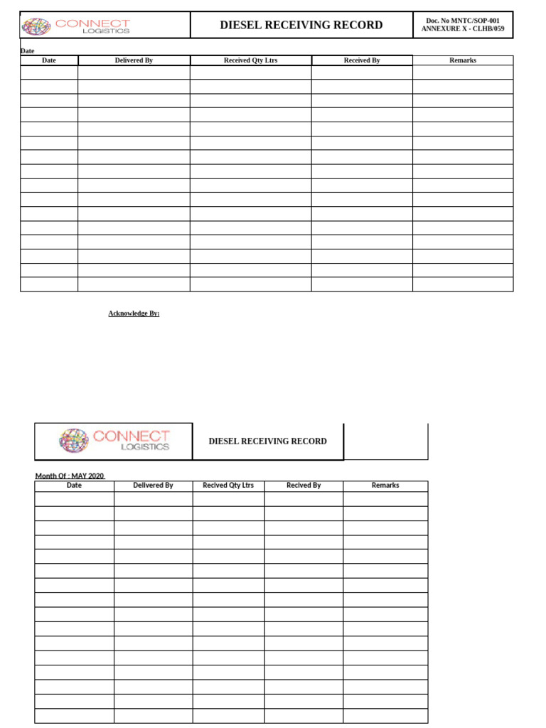 Diesel Receiving Record | PDF