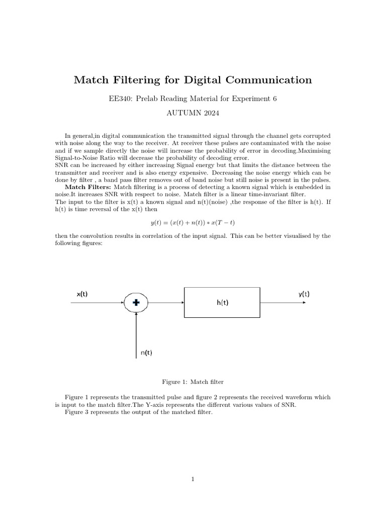 prelab (1) | PDF | Filter (Signal Processing) | Signal To Noise Ratio