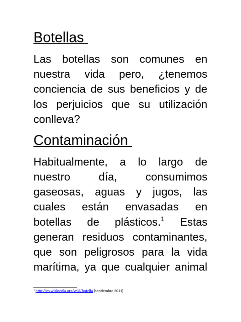 Impacto ambiental de las botellas plásticas | PDF | Residuos | El plastico