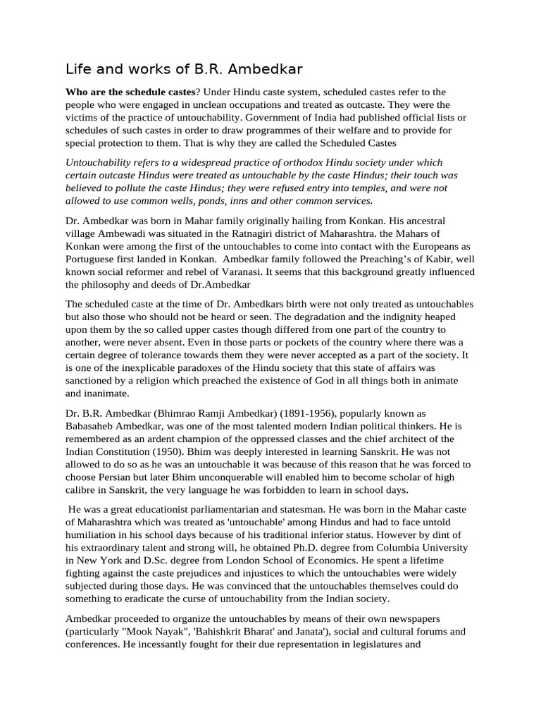 Intro BR Ambedkar | PDF | Dalit