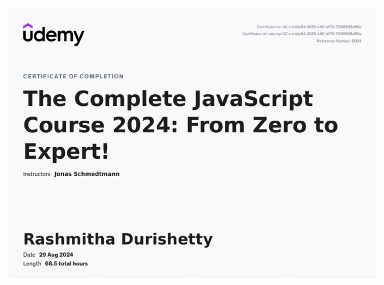 Javascript Certificate | PDF