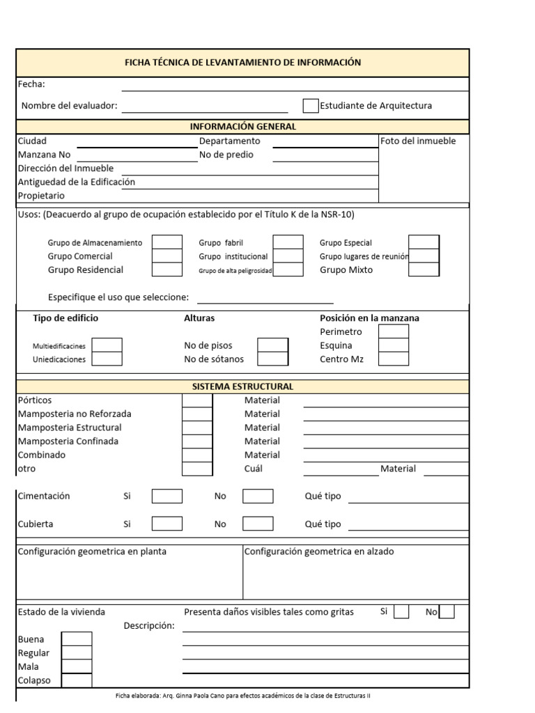 Ficha de Levantamiento | PDF | edificio | Diseño arquitectonico