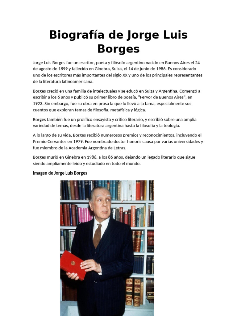 Biografía de Jorge Luis Borges | PDF
