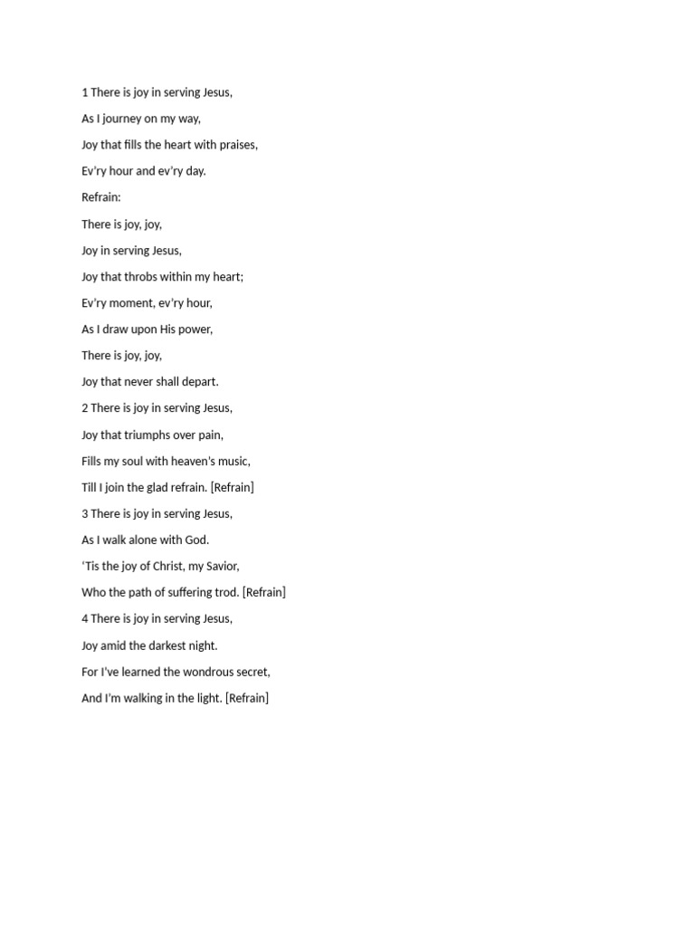 Joy in Serving Jesus Lyrics | PDF | Religion & Spirituality