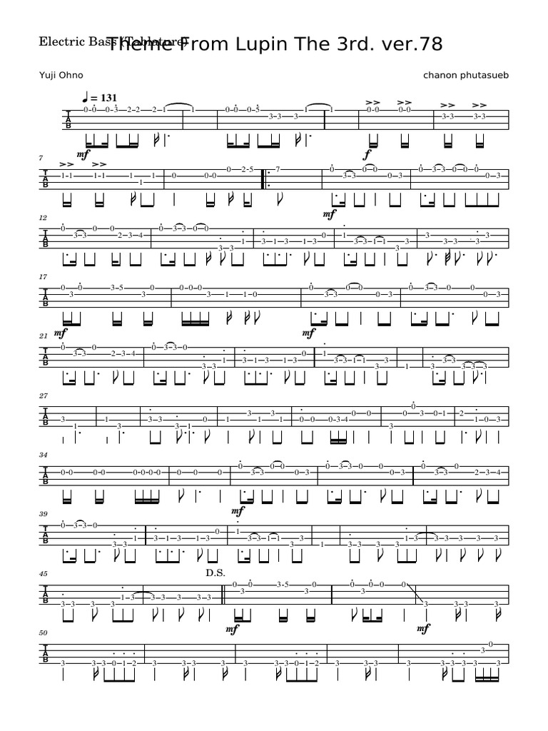 Bass Tabs for Lupin Theme | PDF | Arsène Lupin
