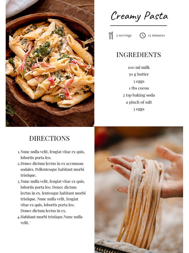 White Modern Recipe Card | PDF