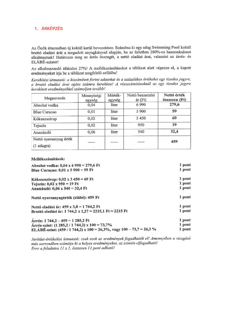 Árképzés Feladatok És Megoldás | PDF