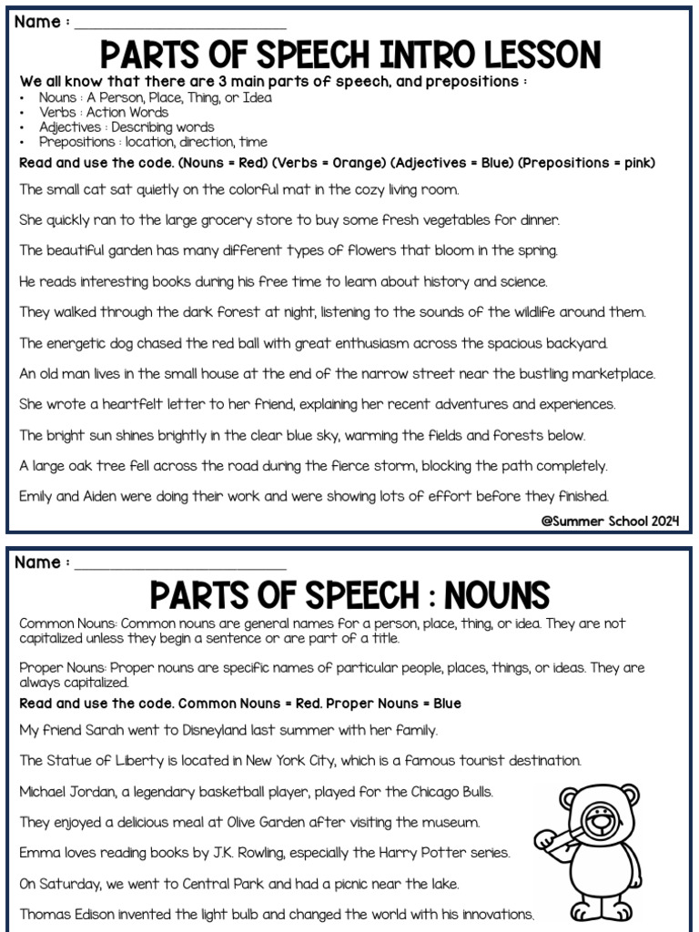 Parts of Speech Lesson Plan | PDF | Part Of Speech | Noun