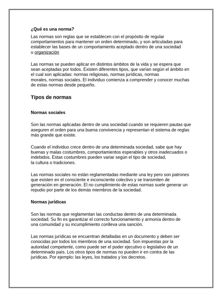 Tipos de Normas y su Importancia | PDF | Comportamiento | Sociedad
