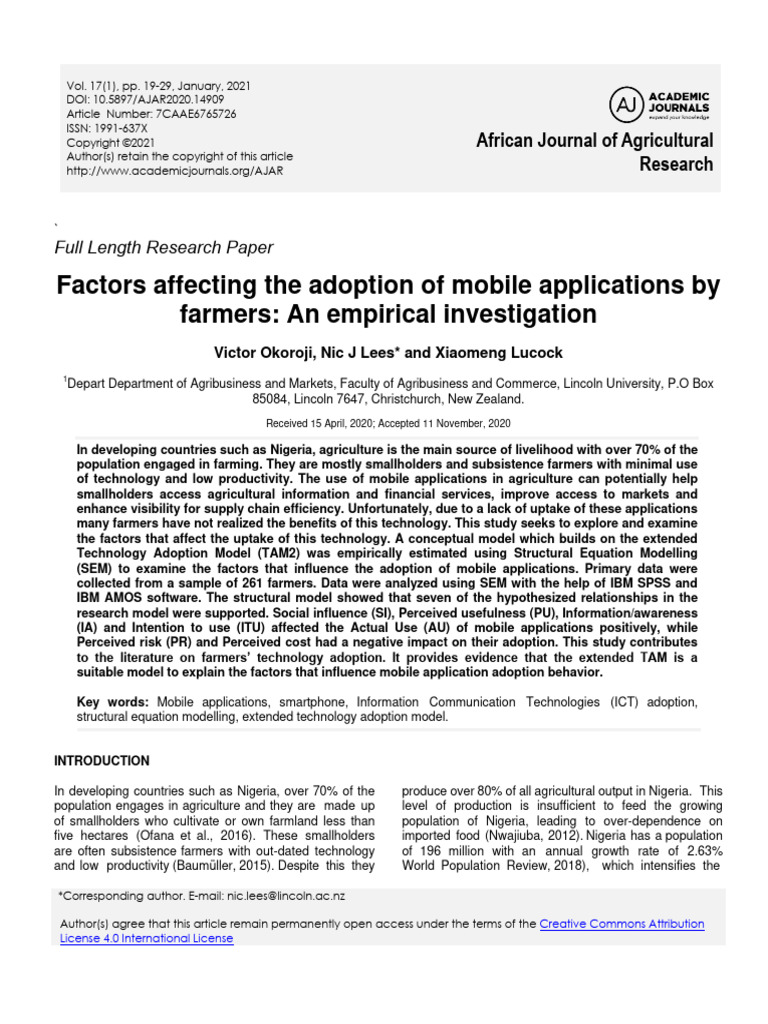 Factors Affecting The Adoption of Mobile | PDF | Factor Analysis ...