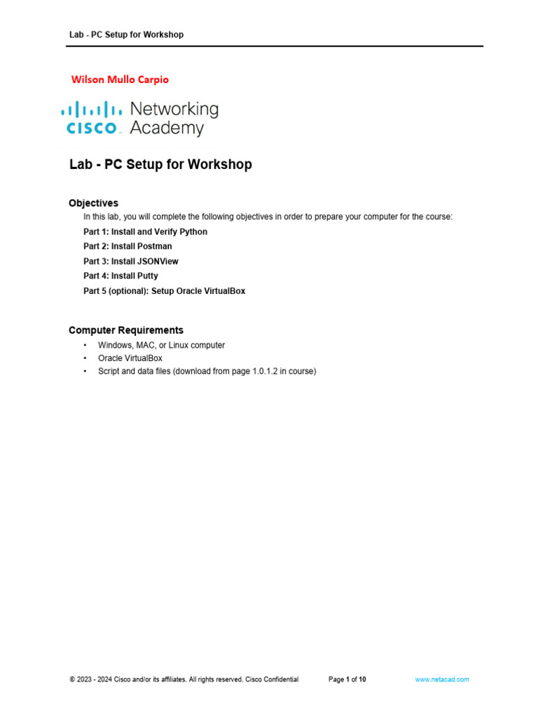 1.0.1.2 Lab - PC Setup For Workshop-Wilson Mullo Carpio | PDF | Python (Programming Language ...