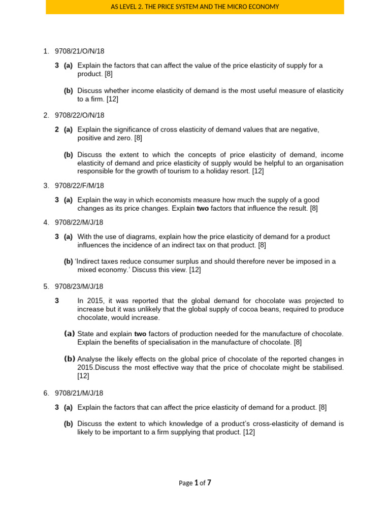 As Level The Price System and The Micro Economy | PDF | Elasticity ...