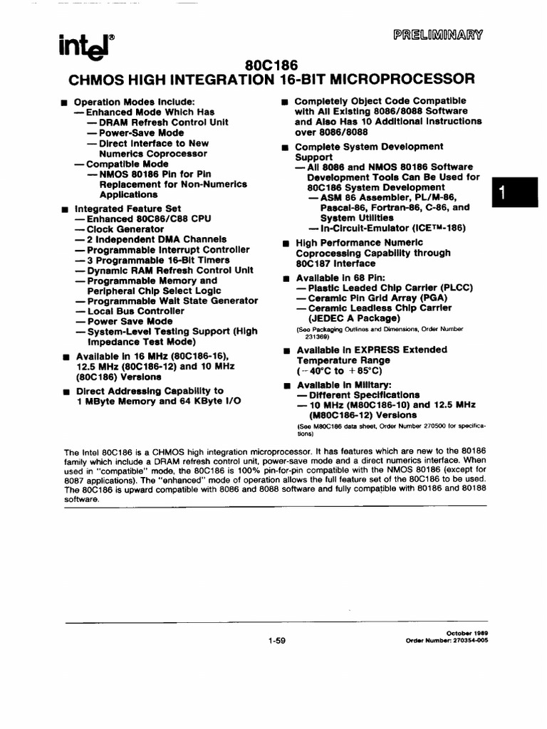 80C186 Intel | PDF