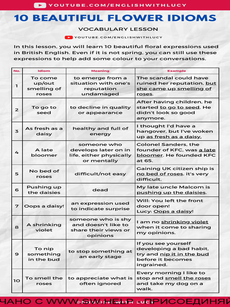 10 Beautiful Flower Idioms | PDF