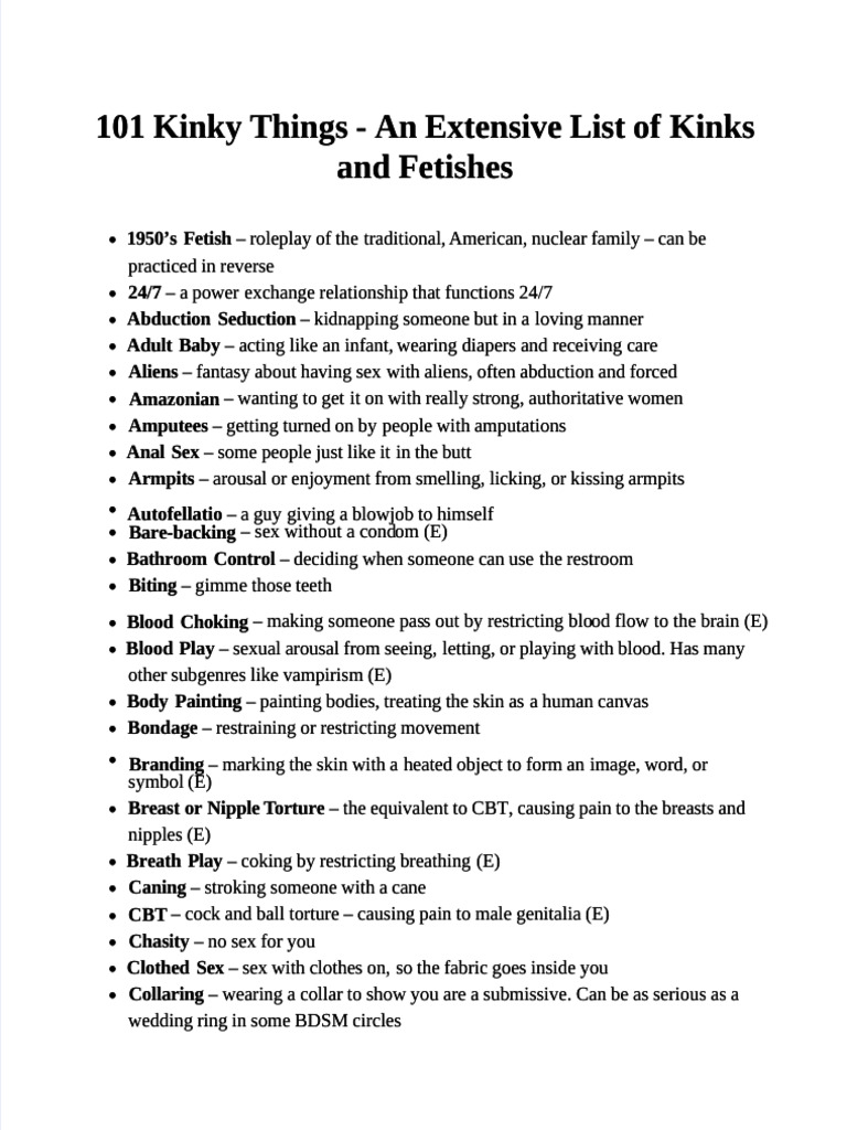 101 Kinky Things | PDF | Language Arts & Discipline | Wellness