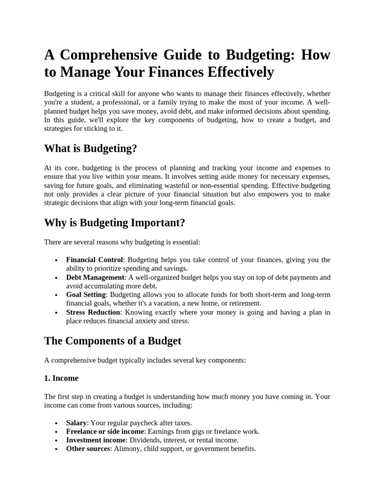 Importance of Budge in Finance | PDF | Expense | Budget