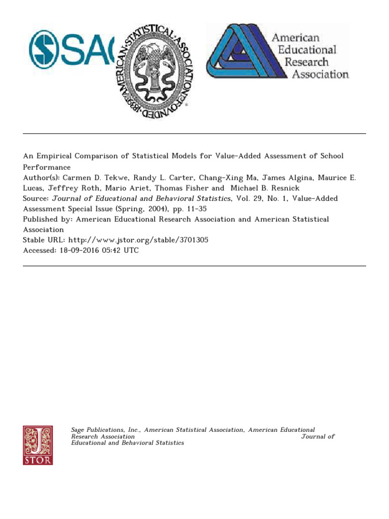 An Empirical Comparison of Statistical Models For Value-Added ...