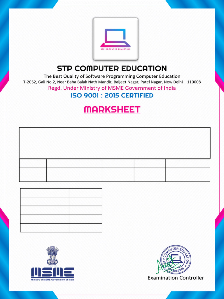 Basic Computer Marksheet | PDF