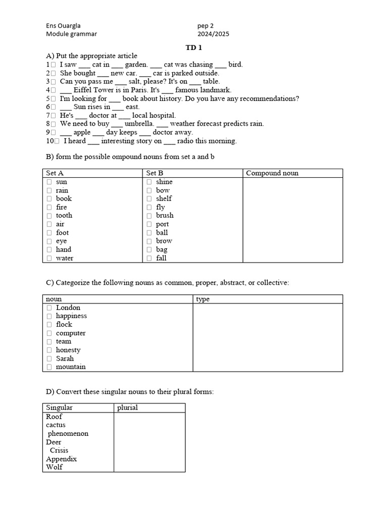TD 1 GR | PDF | Linguistic Morphology | Syntax