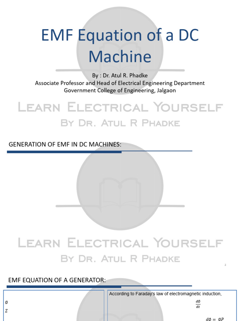 EMF Equation of DC Machine | PDF | Electromagnetic Induction ...