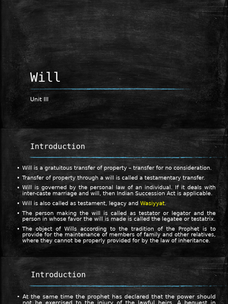 Unit III - Will | PDF | Will And Testament | Inheritance