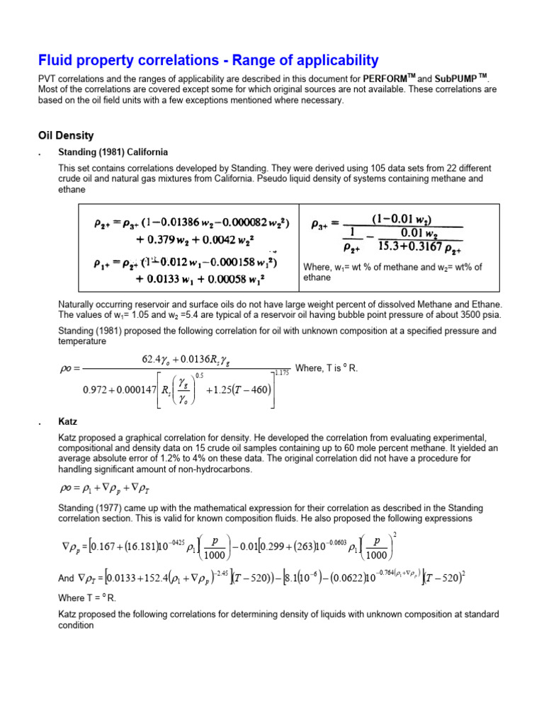 PVT Correlations Description | PDF | Viscosity | Petroleum Reservoir