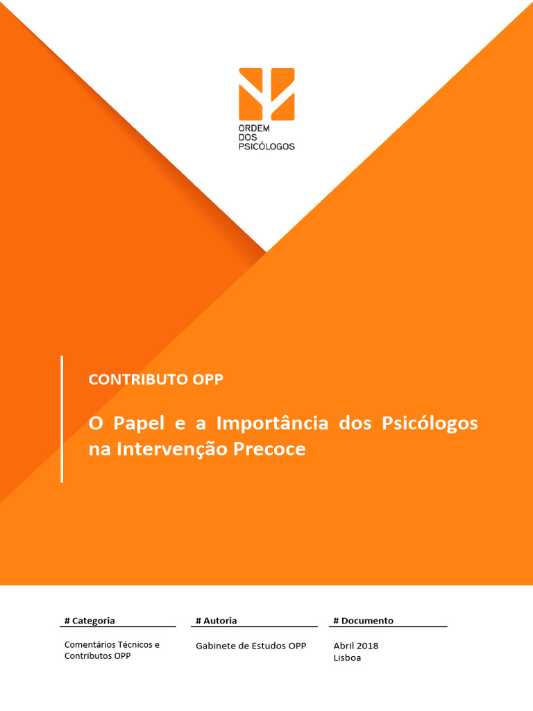 1 o Papel e A Import Ncia Dos Psic Logos Na Interven o Precoce | PDF | Psicologia | Família