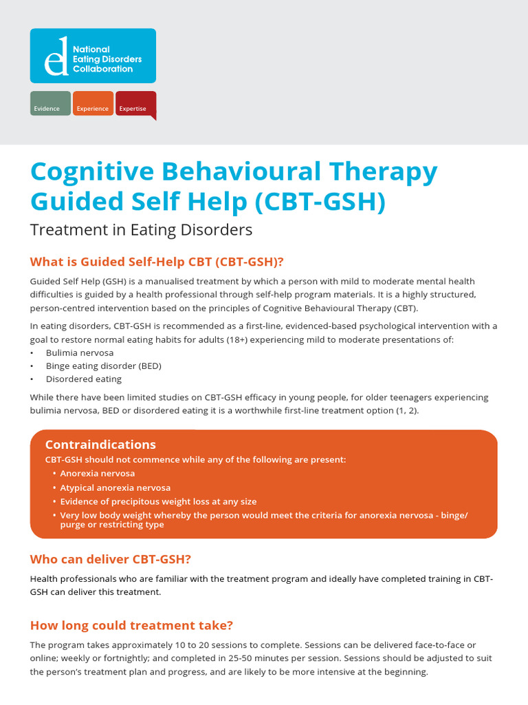 Nedc Guided Self Help CBT Fact Sheet | PDF | Eating Disorder | Cognitive Behavioral Therapy