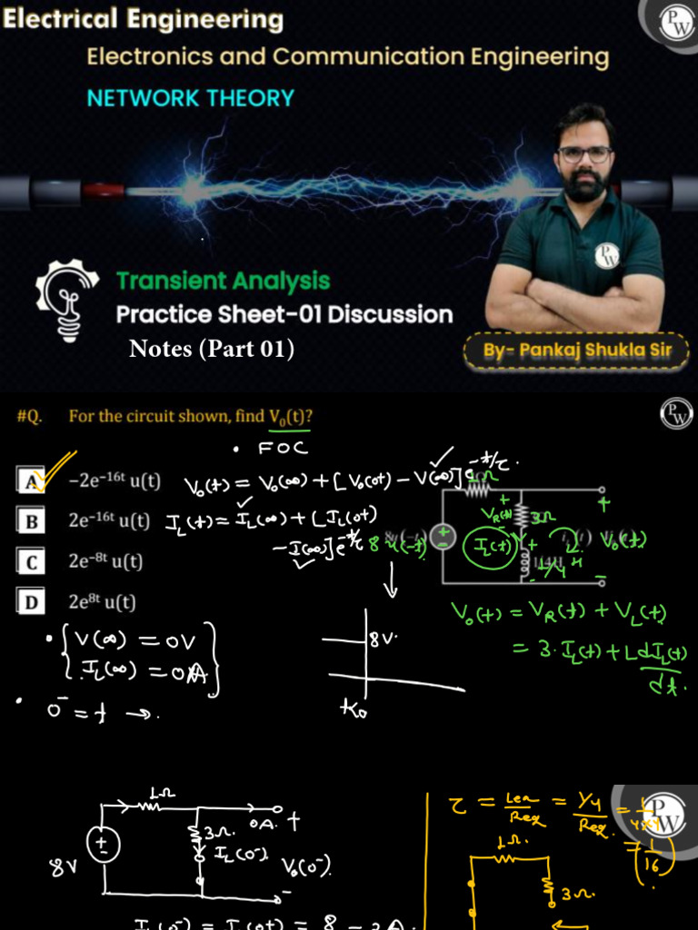 Transient Analysis - Practice Sheet 01 Discussion Notes (Part 01) | PDF