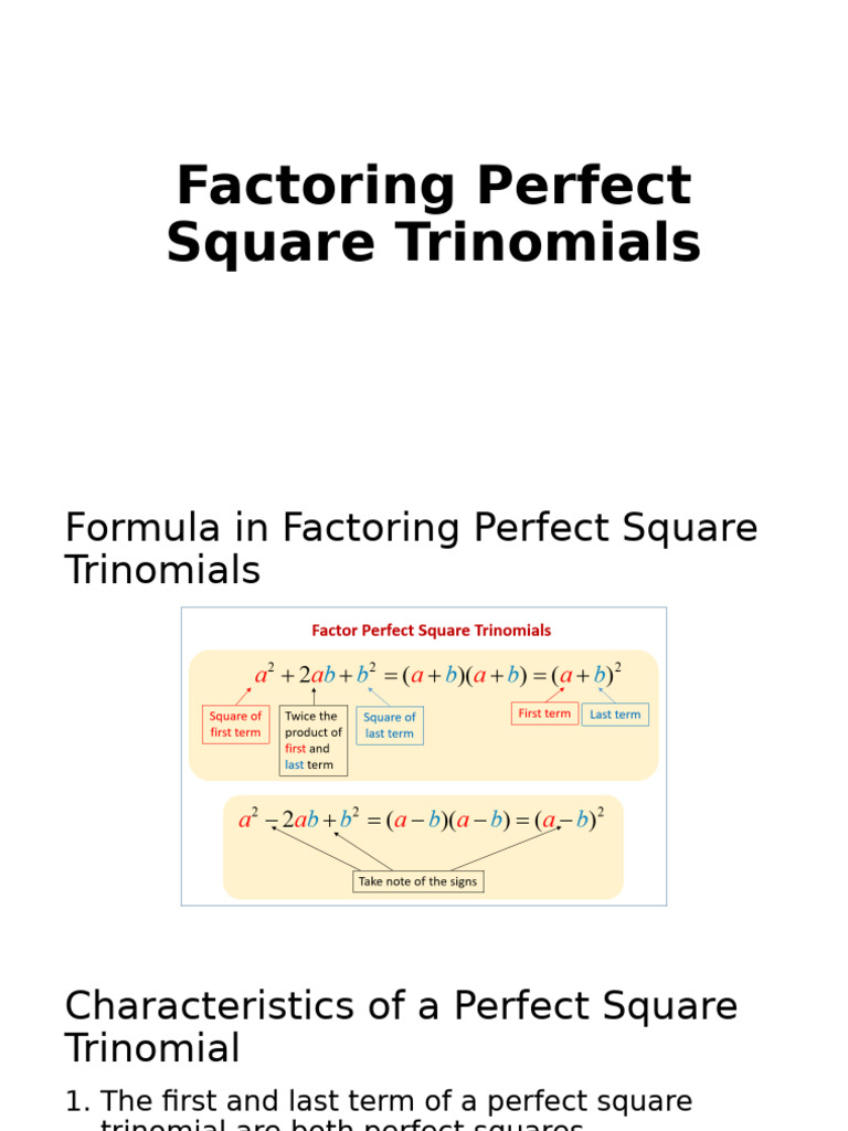 Ebb654-Factoring Perfect Square Trinomials | PDF