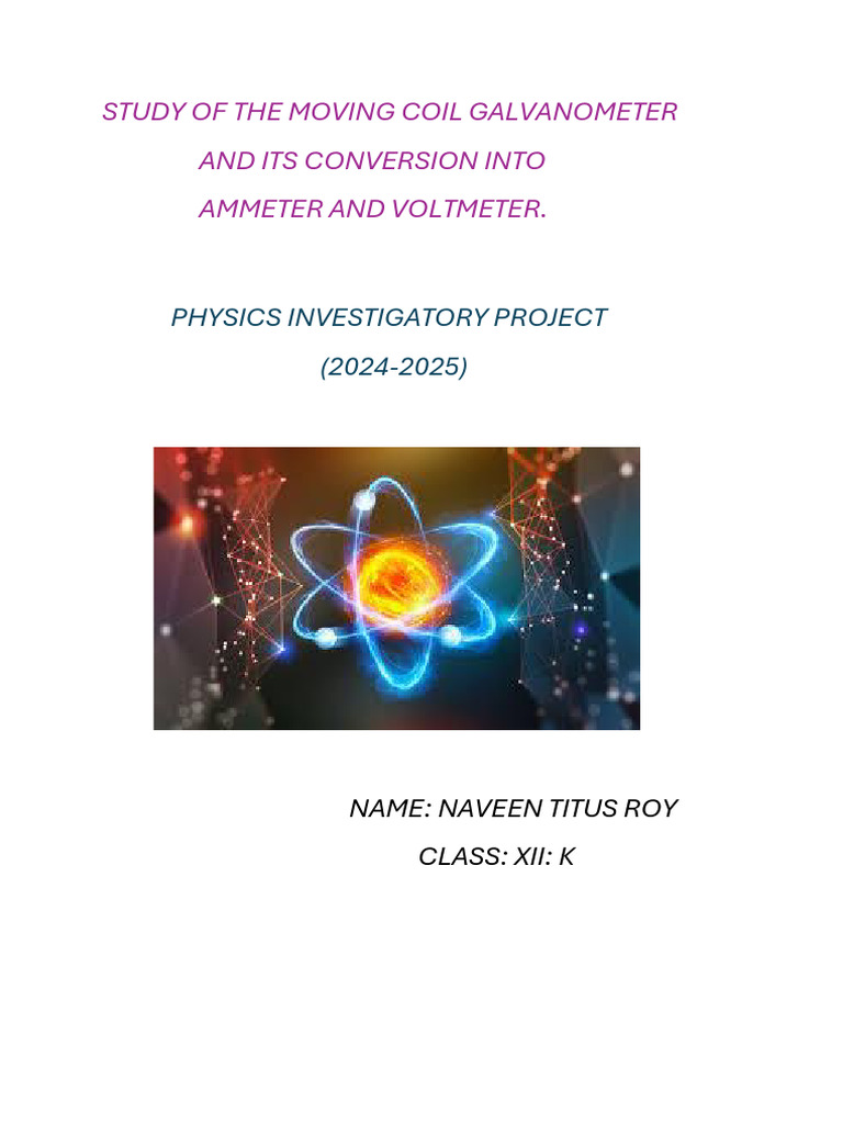 Study of The Moving Coil Galvanometer | PDF | Science & Mathematics