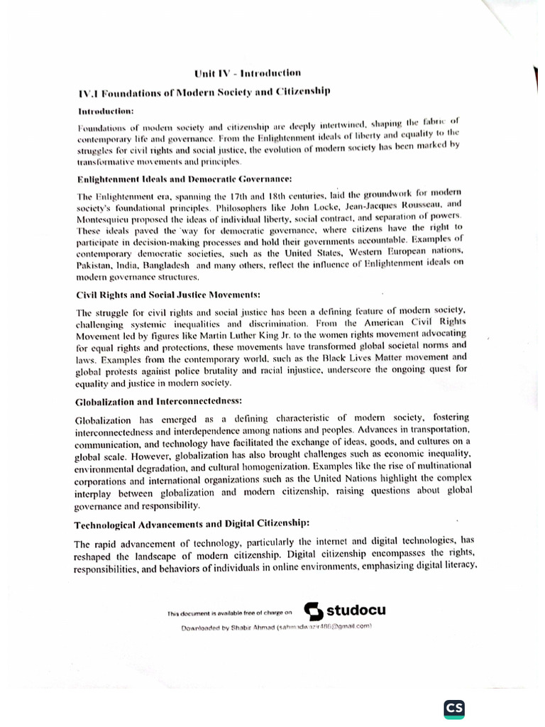Foundations of Modern Society and Citizenship and Types of Citizenship ...