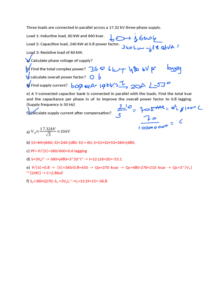 Three-Phase Load Power Factor Correction | PDF | Science & Mathematics