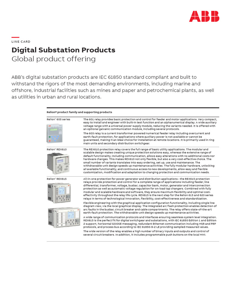 DSP Linecard 2024 Oct28 1MRS758911 LRENk | PDF | Electrical Substation | Electric Power Distribution