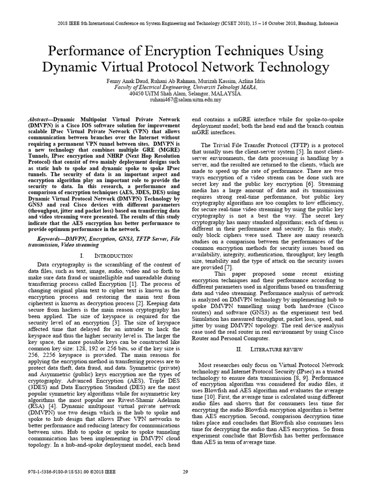 Performance of Encryption Techniques Using Dynamic Virtual Protocol Network Technology | PDF ...