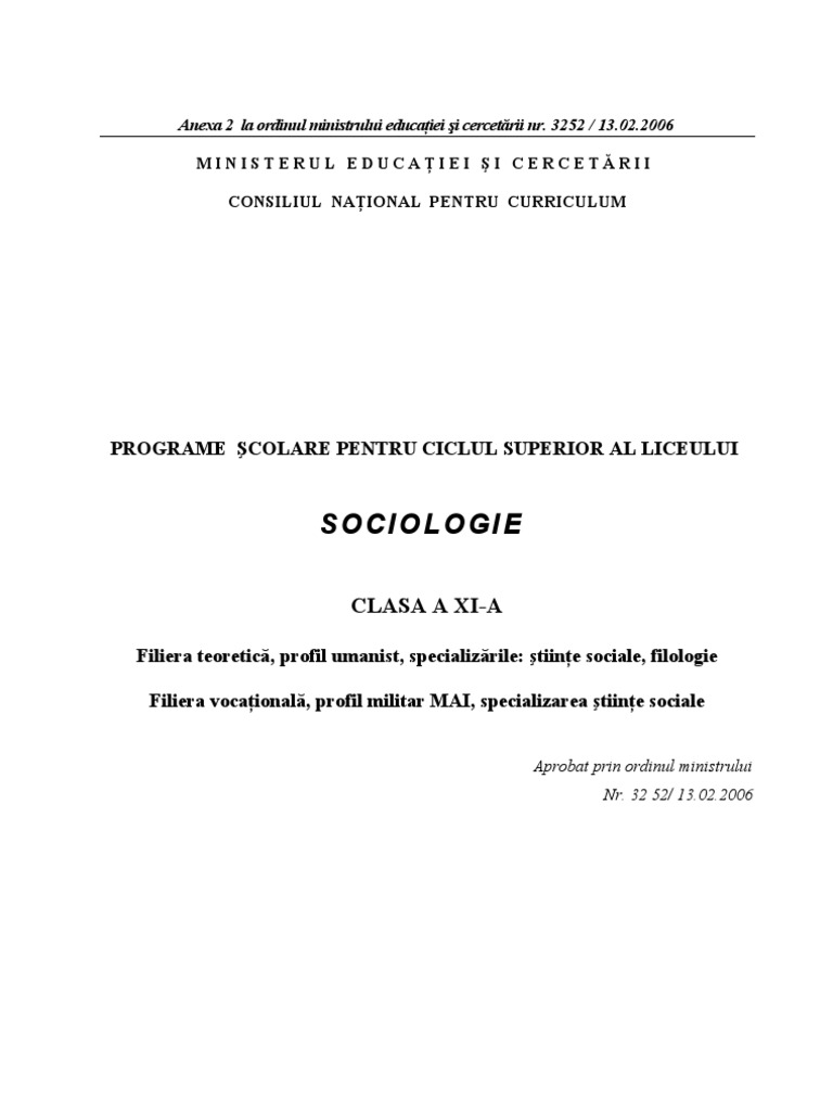 Programa Scolara Socio | PDF