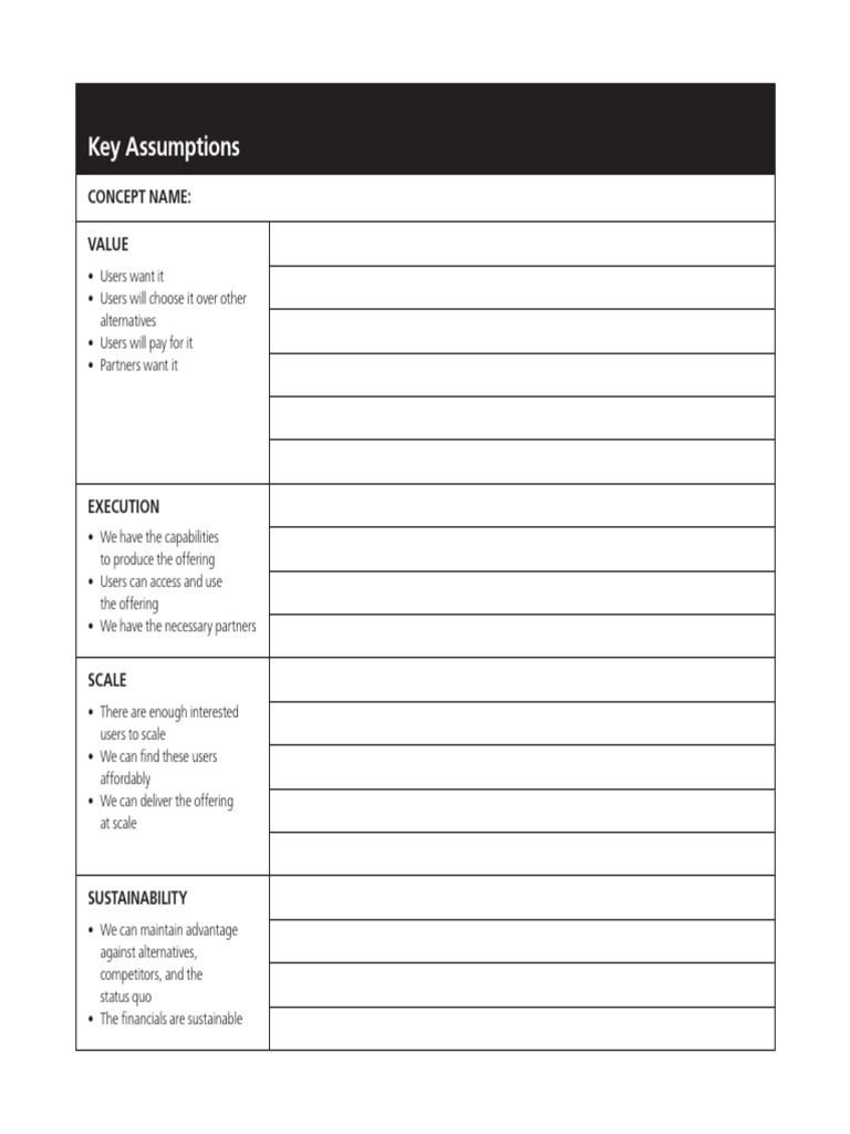 Key Assumptions Template | PDF